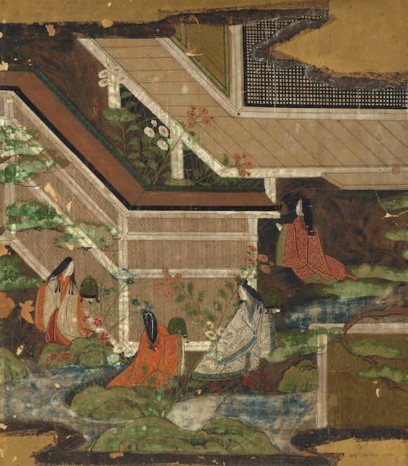 Bonhams : TOSA SCHOOL Suzumushi, from The Tale of Genji Momoyama period ...