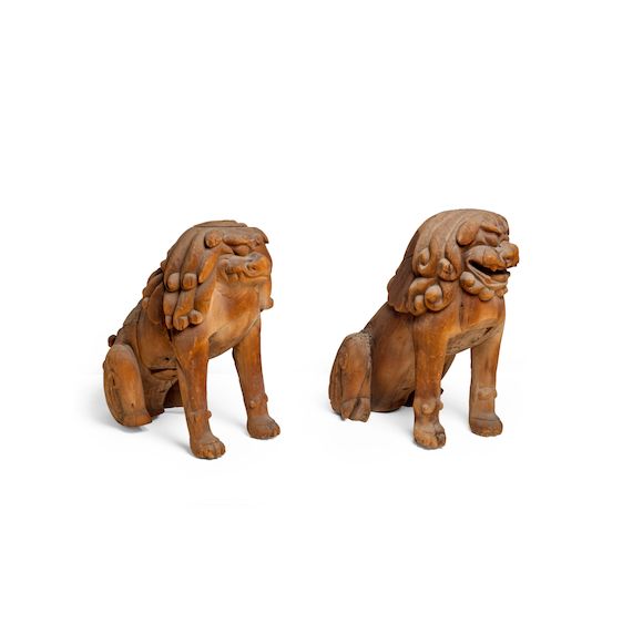 Bonhams : A LARGE PAIR OF SHISHI AND KOMA-INU (LION DOGS) Kamakura ...