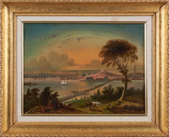 Bonhams Skinner American School 19th Century Sunset View Of Boston