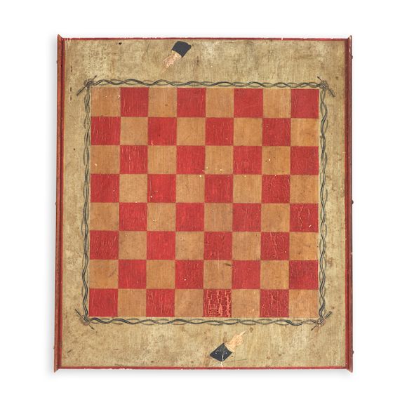 Bonhams Skinner : Painted Checkerboard on Panel, America, 19th century.