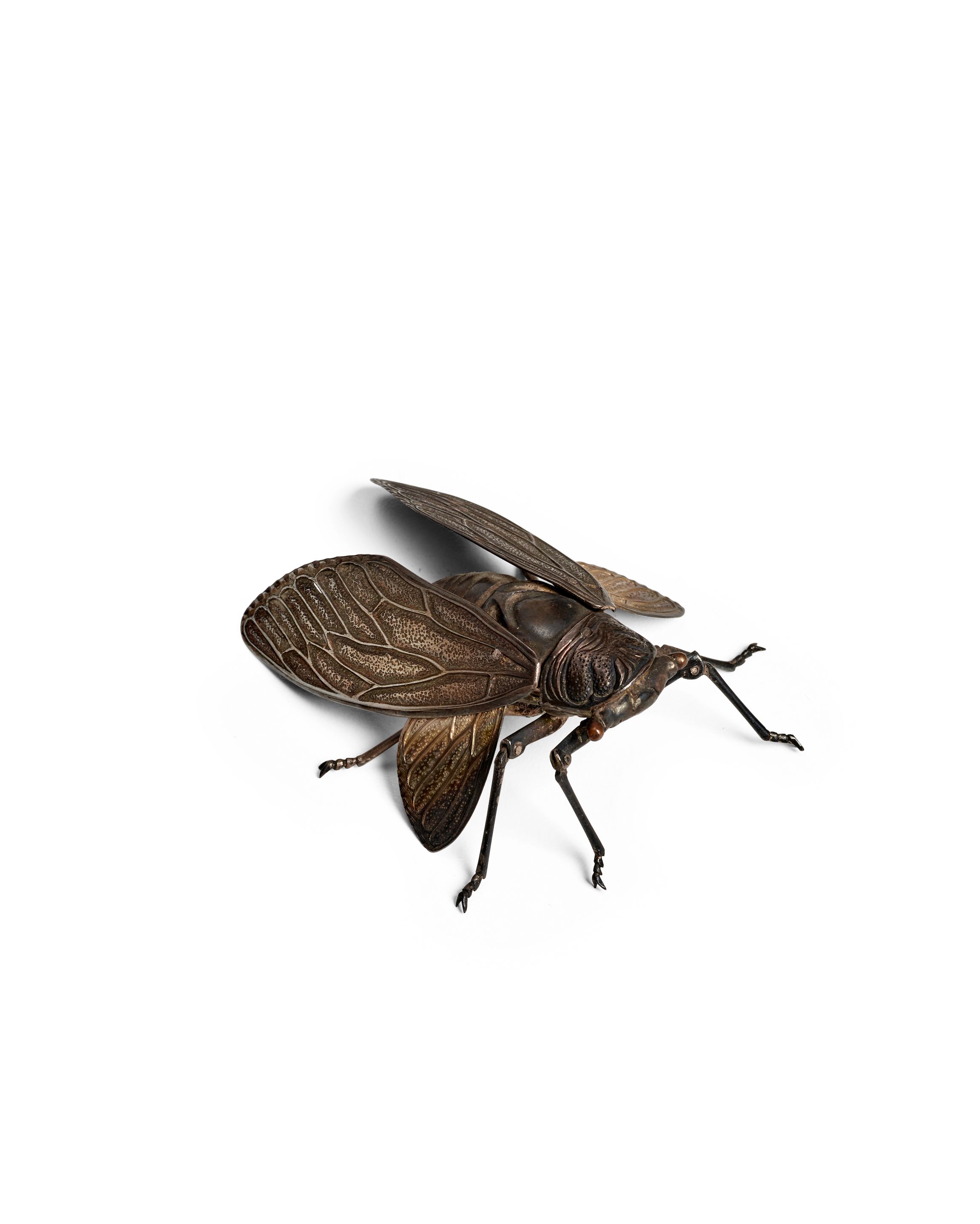 Bonhams : MUNEYOSHI (ACTIVE EARLY 20TH CENTURY) A Silver Articulated Model of a Cicada Meiji era ...