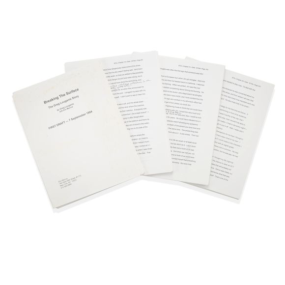 Bonhams : AN ANNOTATED MANUSCRIPT OF BREAKING THE SURFACE: THE GREG LOUGANIS STORY. LOUGANIS ...