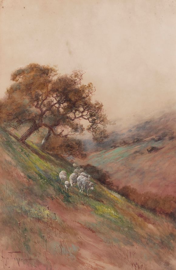 Bonhams : Hugo Anton Fisher (1854-1916) Sheep on a Hillside sight 20 1/ ...