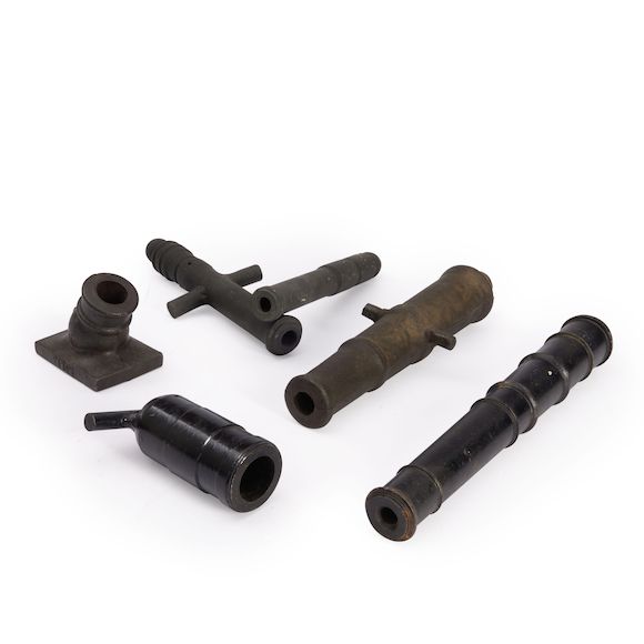 Bonhams Skinner : Six Miniature Metal Cannon Barrels