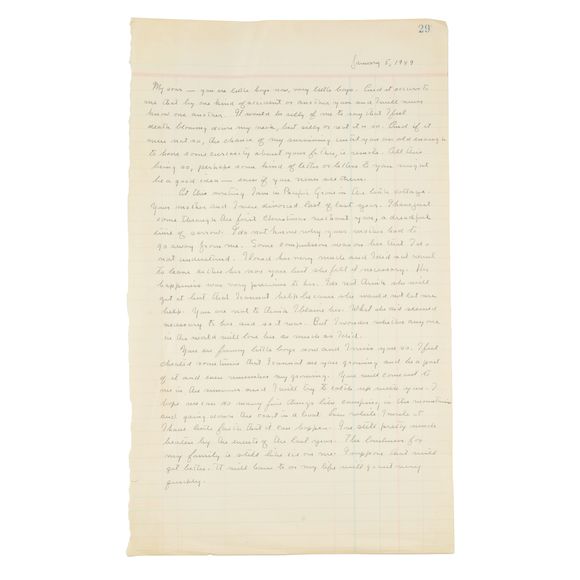 Bonhams : A HEARTBREAKING DRAFT OF A JOHN STEINBECK LETTER TO HIS SONS ...
