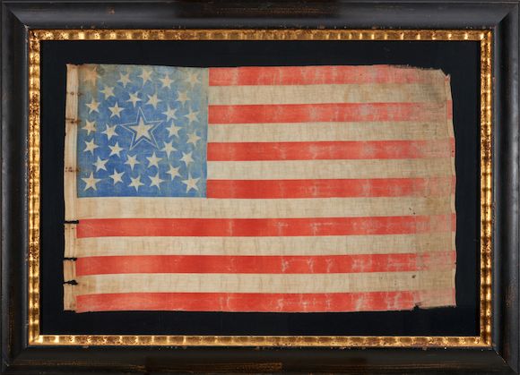 Bonhams Skinner : 31 Star Parade Flag with Haloed Medallion ...