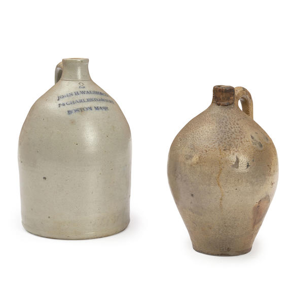 Bonhams Skinner Two Stoneware Jugs Boston Massachusetts Late 19th
