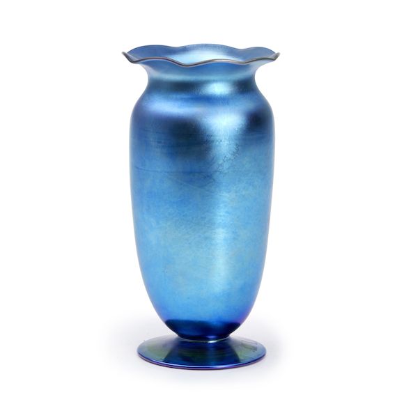 Bonhams Skinner : Steuben Blue Aurene Art Glass Vase, Corning, New York ...