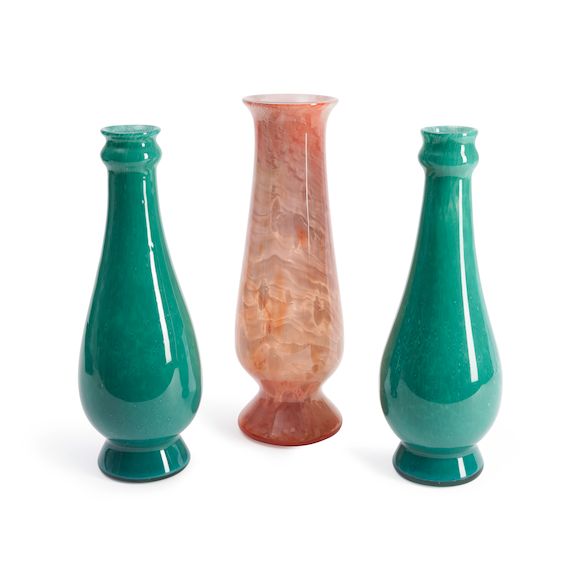 Bonhams Skinner : Three Durand Kimball Cluthra Glass Vases all signed ...