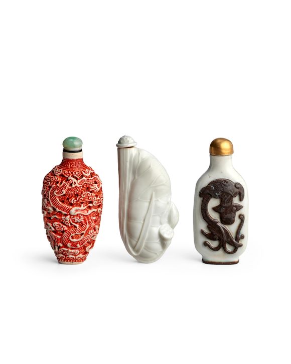 Bonhams : THREE MOLDED PORCELAIN BOTTLES The first 1790-1820, the ...