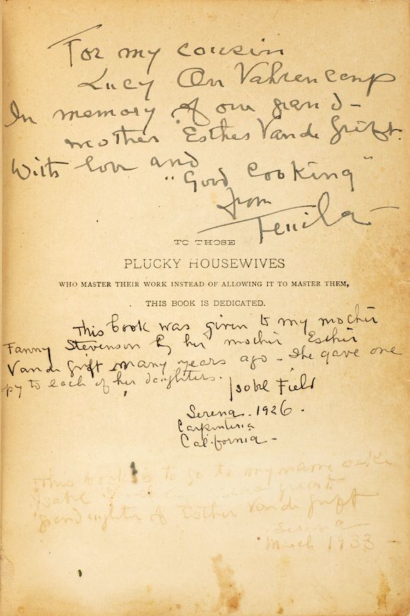 Bonhams : ROBERT LOUIS STEVENSON FAMILY COOKBOOK, EXTENSIVELY ANNOTATED ...