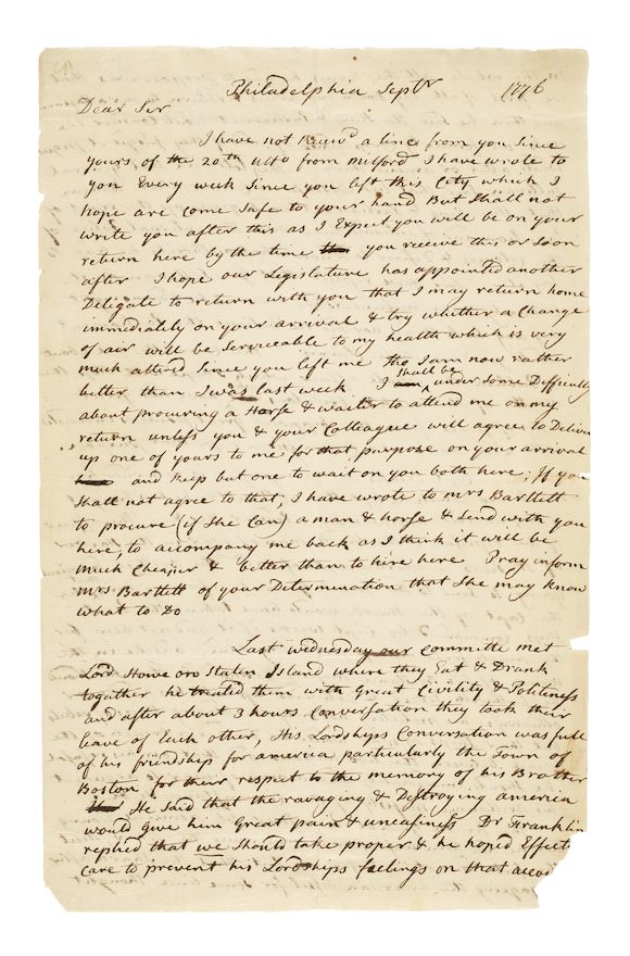 Bonhams : CONTEMPORARY ACCOUNT OF THE MEETING WITH GENERAL HOWE FROM ...