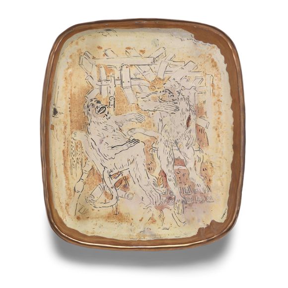 Bonhams : VIOLA FREY (1933-2004) Rectangular Plate (Monkey Theme)circa ...