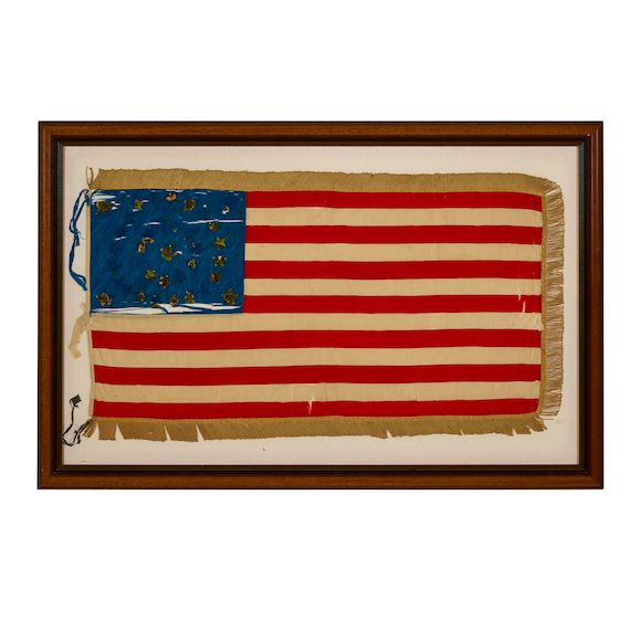 Bonhams : A U.S. 36-STAR "FLANK MARKER" FLAG. A machine stitched silk ...