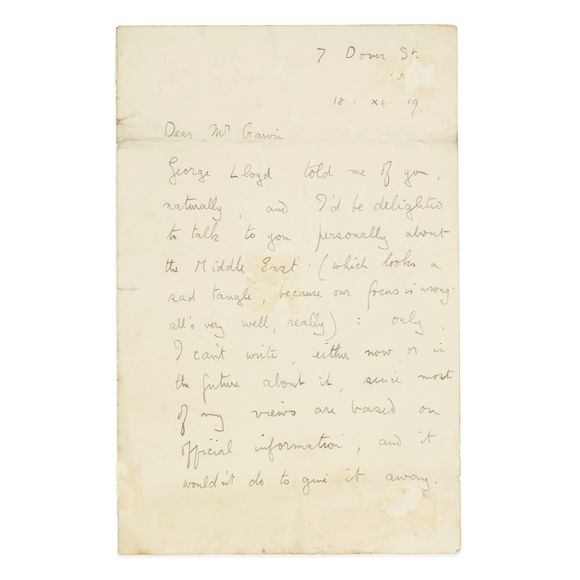 Bonhams : LAWRENCE OF ARABIA ON THE MIDDLE EAST. LAWRENCE, T.E. 1888 ...