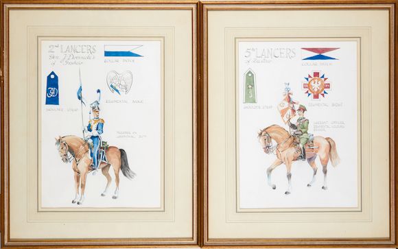 Bonhams Skinner : Two Framed Watercolors Second Lancers of Zastaw and ...