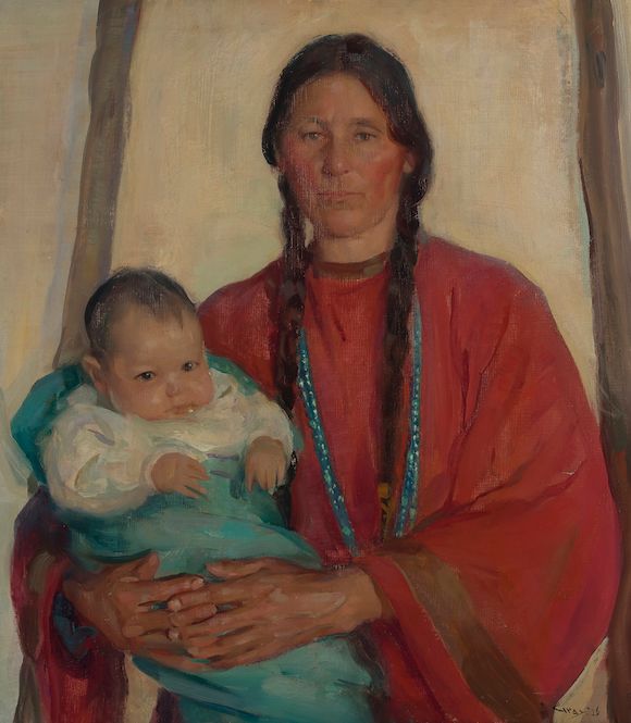 Bonhams : Mary Mendenhall Gray (1888-1969) Native American Mother and ...