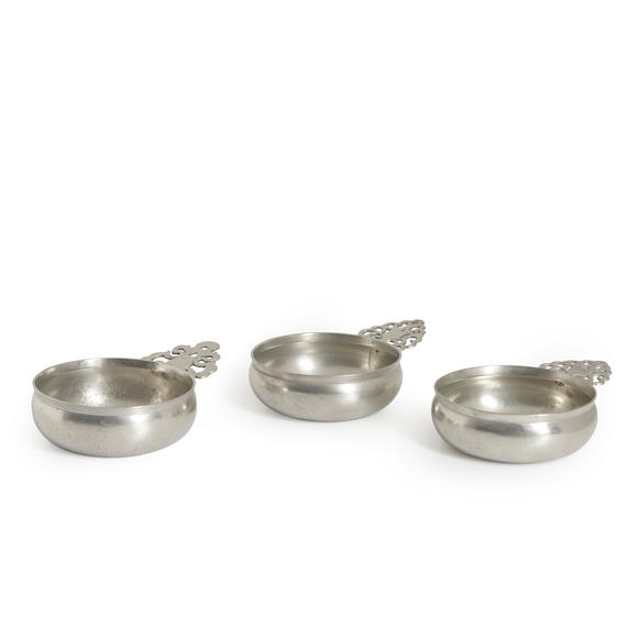 Bonhams Skinner Three Pewter Porringers America 19th Century