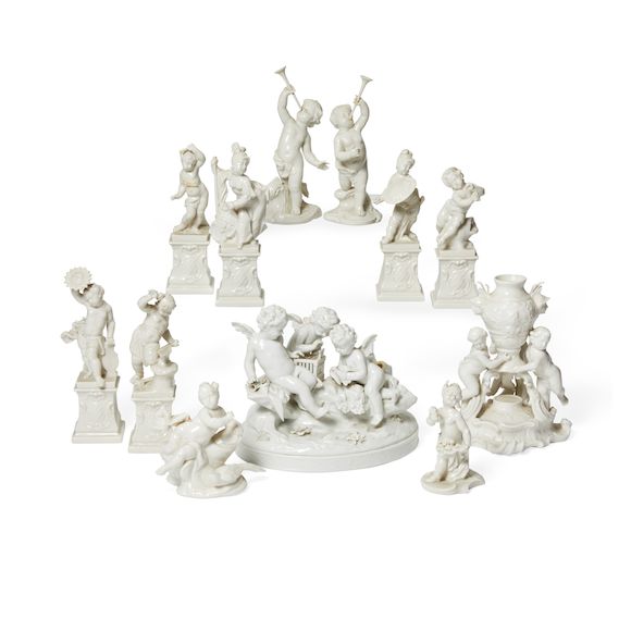 Bonhams : A GROUP OF WHITE PORCELAIN FIGURES OF PUTTI20th century