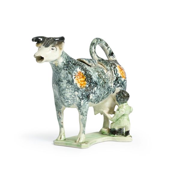 Bonhams Skinner : Sponge-decorated Cow Milk Pitcher, England, early ...