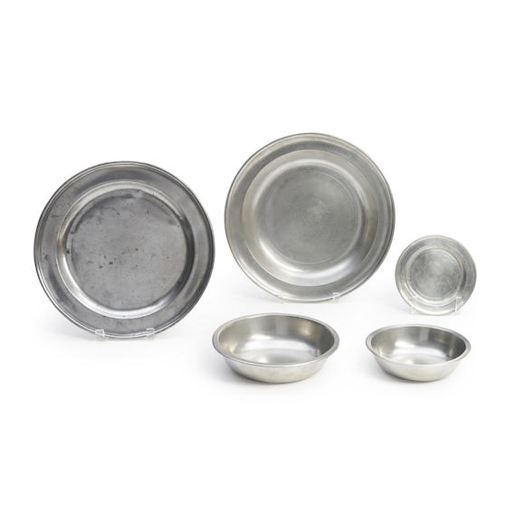 Bonhams Skinner Five Pewter Dishes Connecticut C 1775 1850