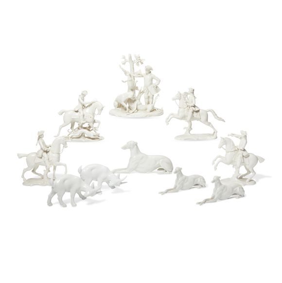 Bonhams : A GROUP OF WHITE PORCELAIN FIGURES AND FIGURAL GROUPS20th century