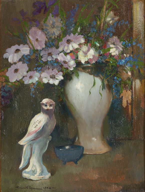 Bonhams Skinner : ERIC PAPE (AMERICAN, 1870-1938) STILL LIFE WITH OWL ...