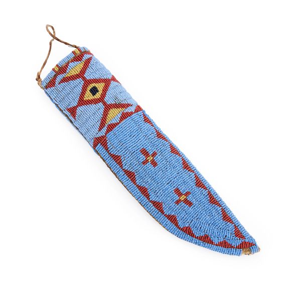 Bonhams Skinner : A Lakota (Sioux) fully beaded knife case lg. 10 5/8 in.