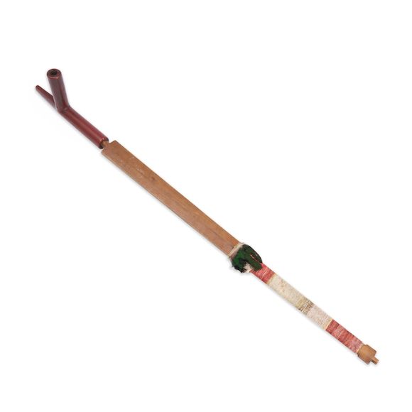 Bonhams Skinner : A Plains catlinite pipe and quilled stem overall lg ...