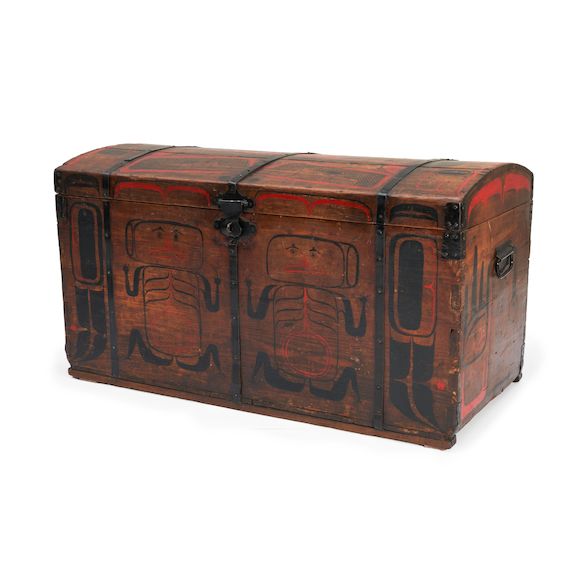 Bonhams Skinner : A Northwest Coast painted trunk ht. 21, lg. 31, wd ...