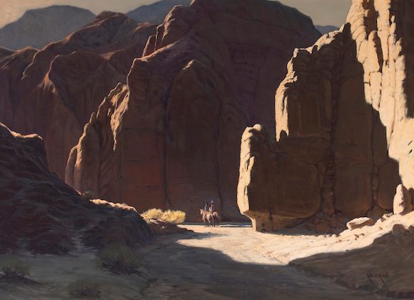 Bonhams : Robert Clifford Rishell (1917-1976) Canyon Scene 28 x 38 in ...