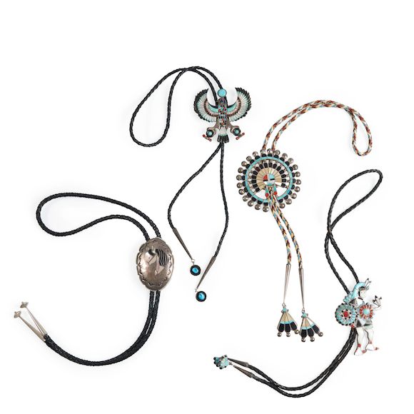 Bonhams Skinner : Four Southwest bolo ties One signed for Delger ...