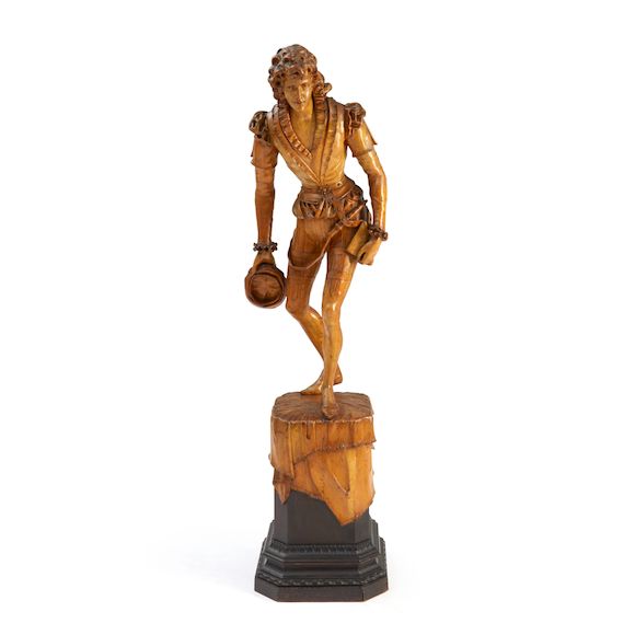Bonhams Skinner : Large Italian Carved Fruitwood Figure of a Man on ...