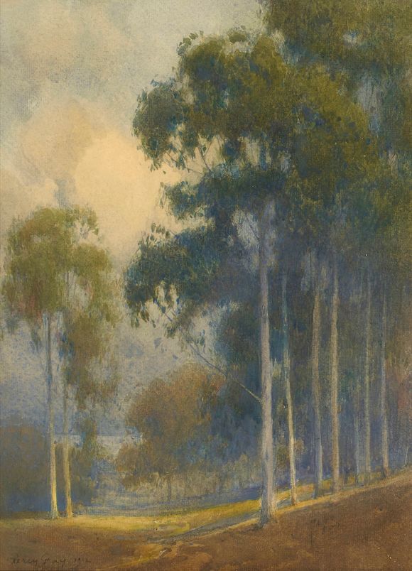 Bonhams : Percy Gray (1869-1952) Eucalyptus Grove sight 13 x 9 1/2 in ...