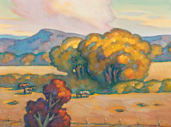 Bonhams : Howard Post (born 1948) Fall Weather 9 x 12 in. framed 15 x ...