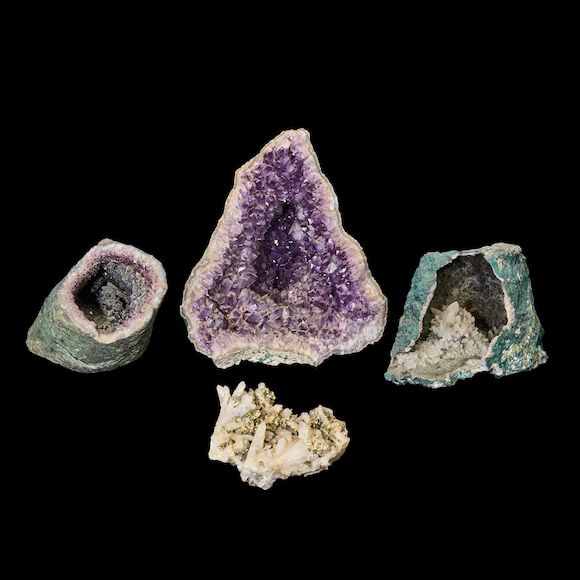Bonhams : Amethyst Geode and Tunnel with Two Quartz Specimens