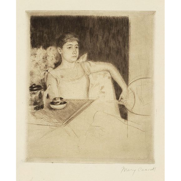 Bonhams : Mary Cassatt (1844-1926); Tea (Woman with a Fan);