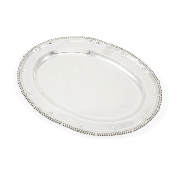 Bonhams : A GEORGE III SILVER OVAL SERVING TRAY bearing marks of Paul ...