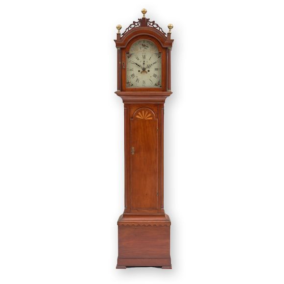 Bonhams Skinner : Federal Inlaid Cherry Tall Case Clock, New England, c. 1805.