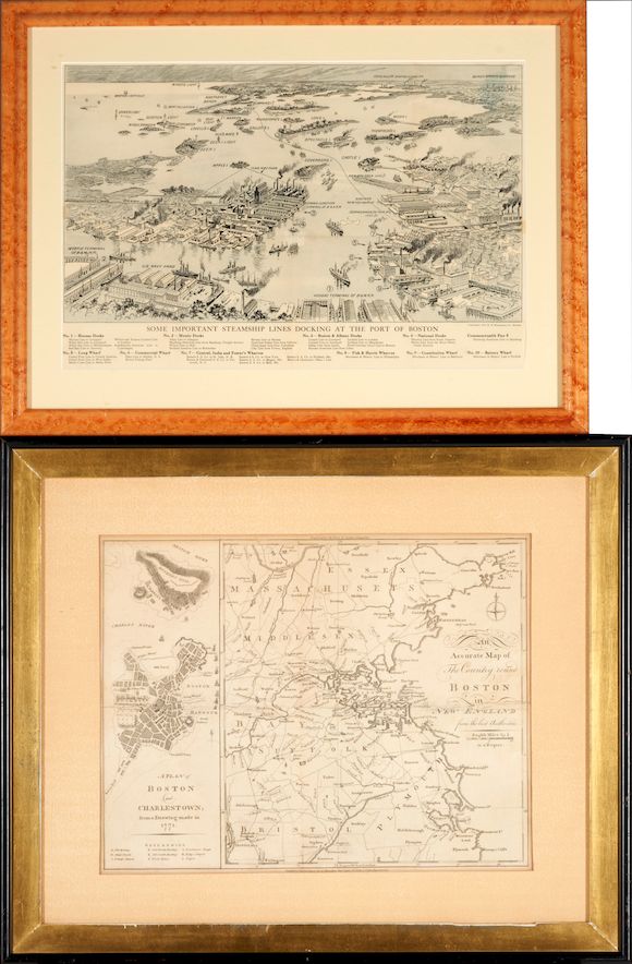 Bonhams Skinner : Two Related Period Maps of Boston Important Steamship ...