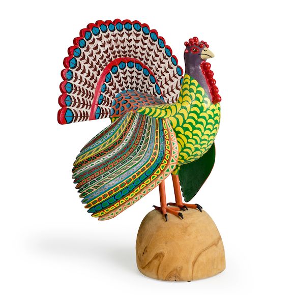 Bonhams Skinner : Carved and Painted Cottonwood Santero-style Turkey ...