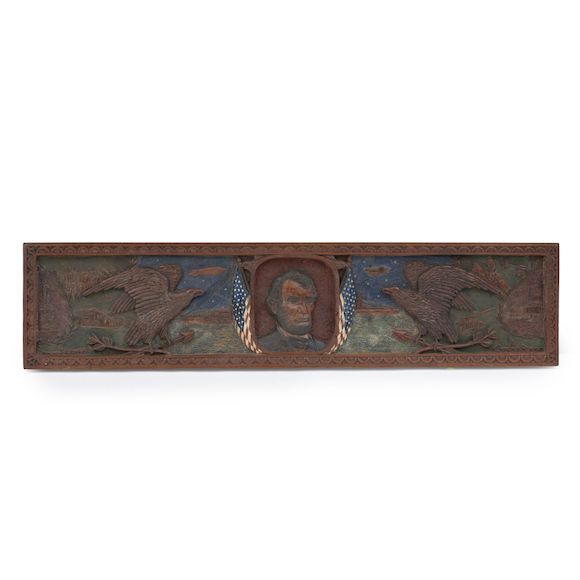 Bonhams Skinner : Carved Walnut and Polychrome Painted Patriotic Panel ...