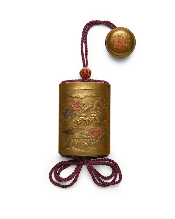 Bonhams : KOMA KYŪHAKU LINEAGE A Gold- and Colored-Lacquer Four-Case ...