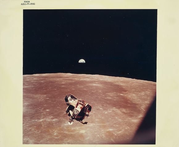 Bonhams : APOLLO 11 EARTH RISE WITH EAGLE'S RETURN. Chromogenic color ...
