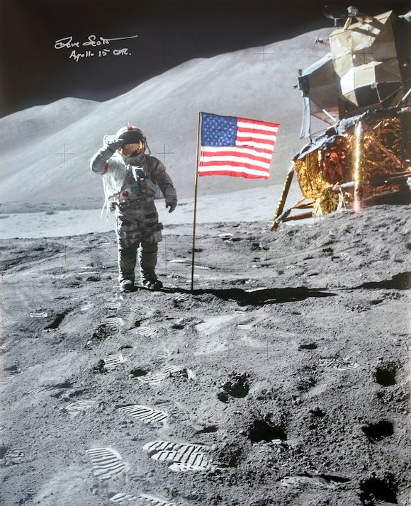 Bonhams : APOLLO 15: DAVE SCOTT LUNAR SALUTE. Large format color ...