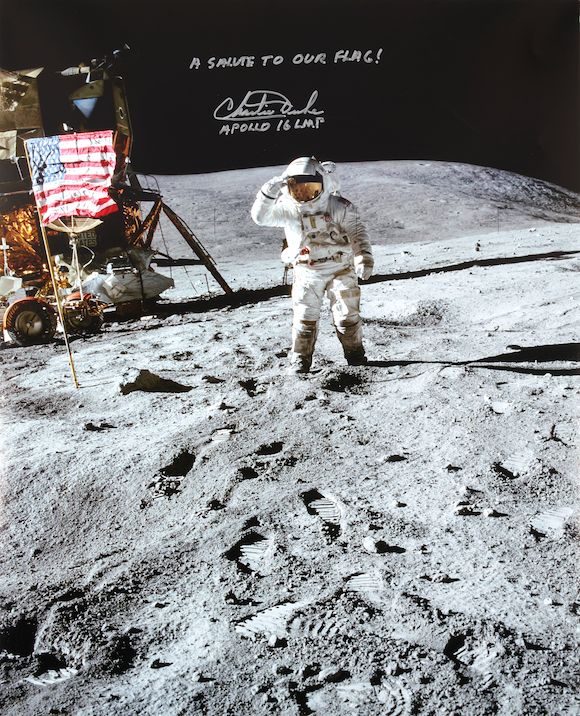 Bonhams : APOLLO 16: CHARLIE DUKE LUNAR SALUTE SIGNED LARGE FORMAT ...