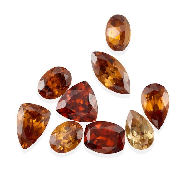 Bonhams : Group of Nine Faceted Zircons