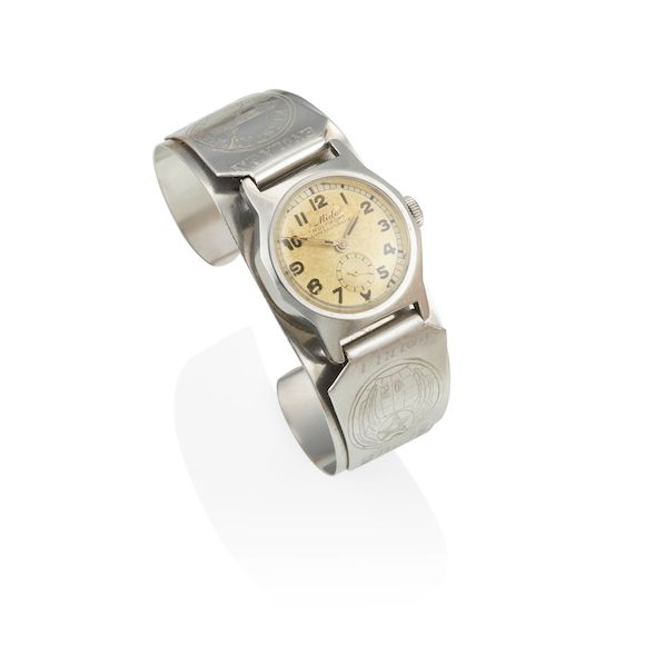 Bonhams : CAPTAIN ROBERT LEWIS'S MIDO MULTIFORT WATCH WITH TRENCH ART ...