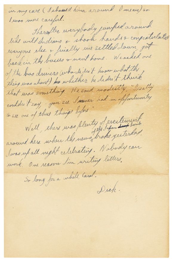 Bonhams : FEYNMAN WITNESSES THE TRINITY TEST. FEYNMAN, RICHARD. 1918 ...