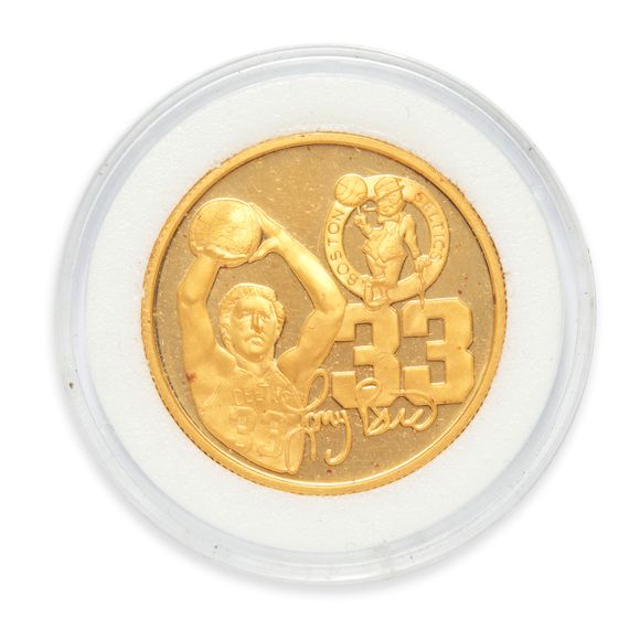 Bonhams Skinner : 1-Ounce Gold Larry Bird Commemorative Coin with Case.